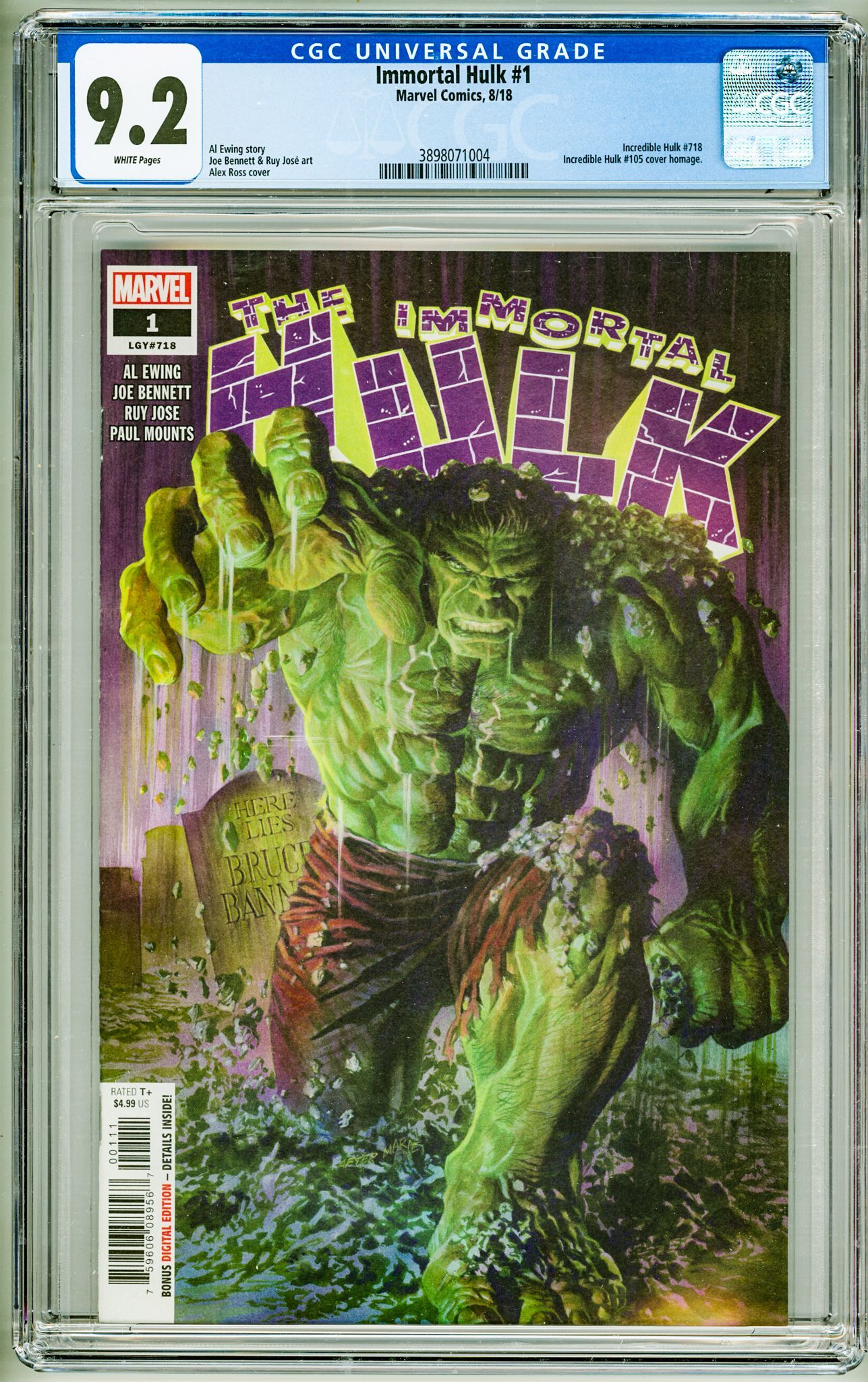 The Immortal Hulk #1 (2018) CGC 9.2! | Comic Books - Modern Age, Marvel ...