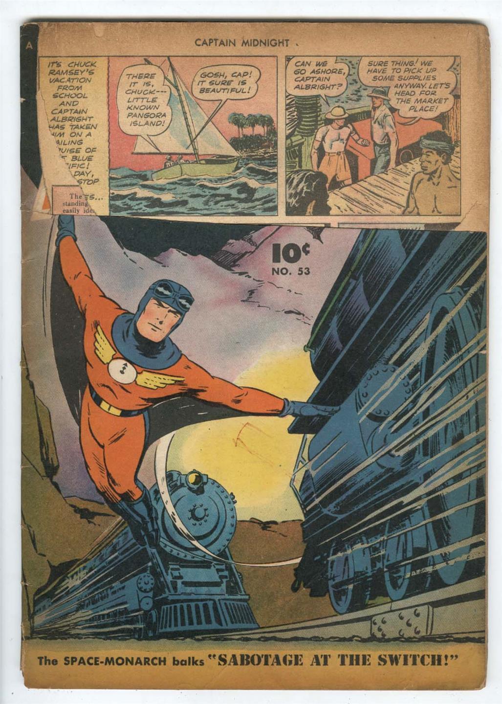 Captain Midnight #53 July 1947 Classic Steam locomotive Train Peril ...