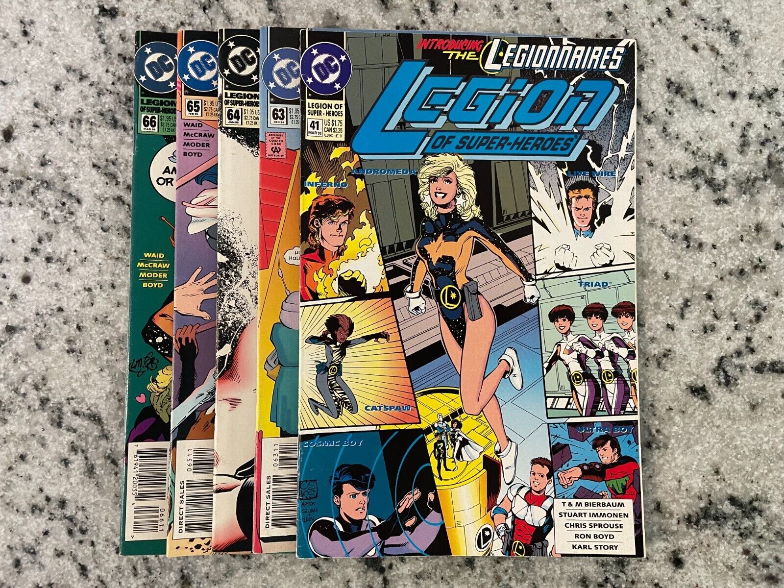 5 Legion Of Super-Heroes DC Comic Books # 41 63 64 65 66 Superboy ...
