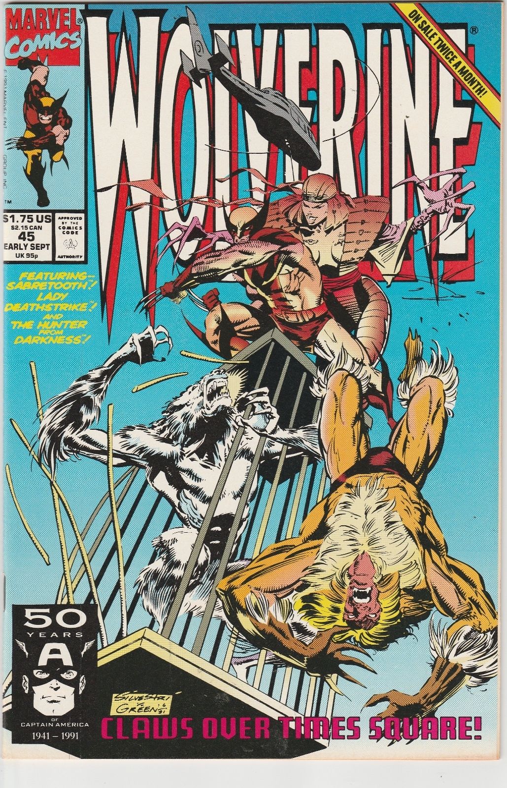 5 Wolverine Marvel Comic Books # 45 46 50 59 60 X-Men Sabretooth Shiva ...