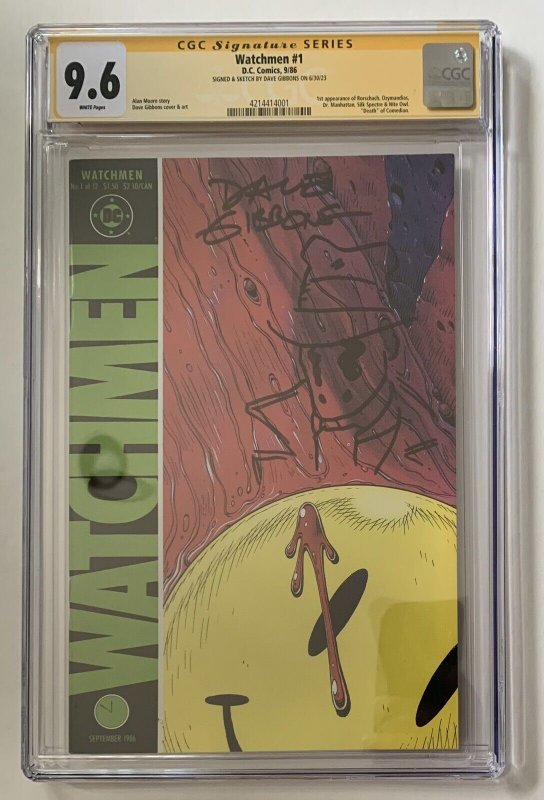 (1986) WATCHMEN #1 CGC SS 9.6 Signed with Rorschach Sketch by DAVE ...