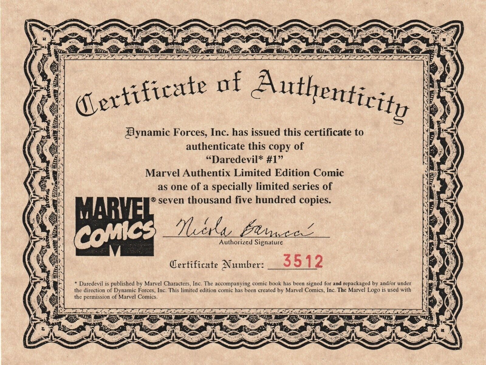 Marvel Authentix Limited Edition Daredevil # 1 NM COA Signed Joe ...