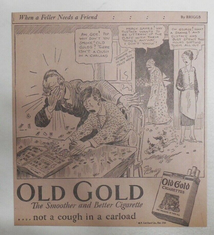 Old Gold Cigarette Ad: 3 Claire Briggs Old Gold Comic Ads 1927 Size 8 x ...