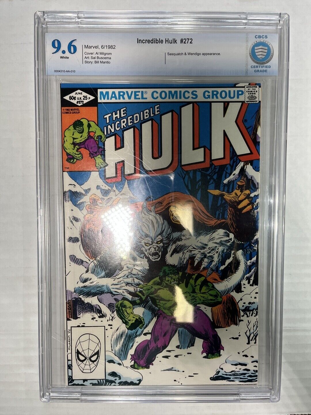 Incredible Hulk #272 9.6 CBCS Slab Sasquatch and Wendigo App Marvel ...