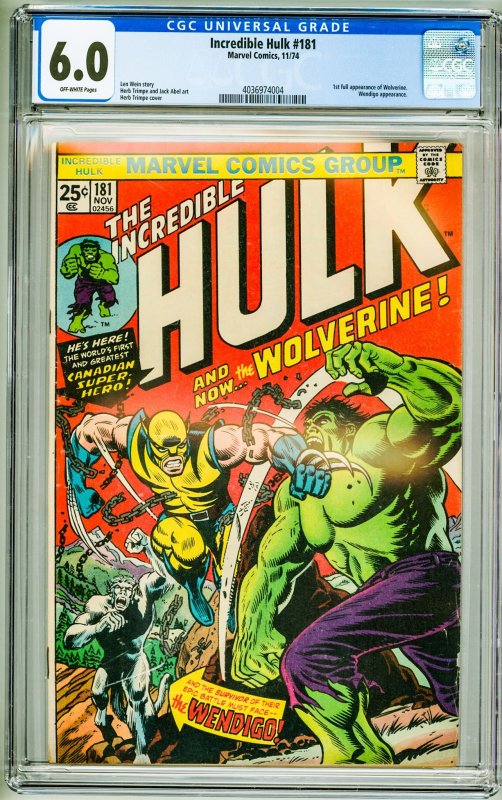 The Incredible Hulk #181 (1974) CGC 6.0! OW Pages! 1st Full App of ...