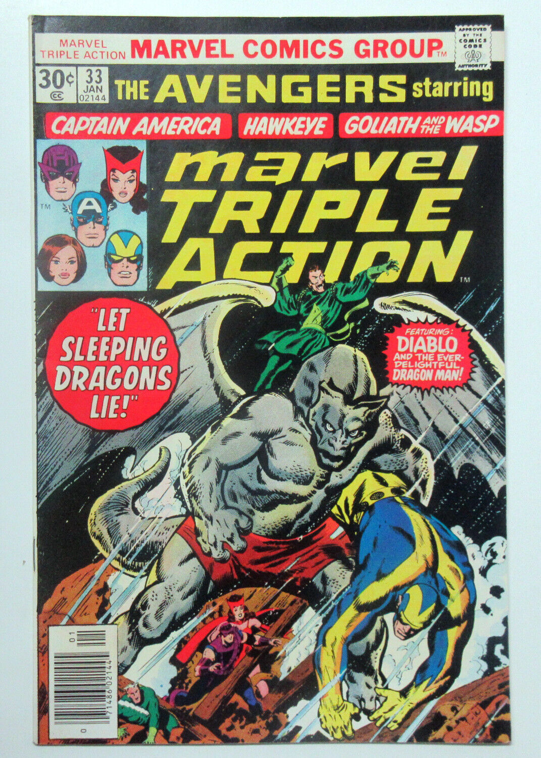Marvel Triple Action #33 (Jan 1977) VF/NM Diablo Hawkeye Scarlet Witch ...