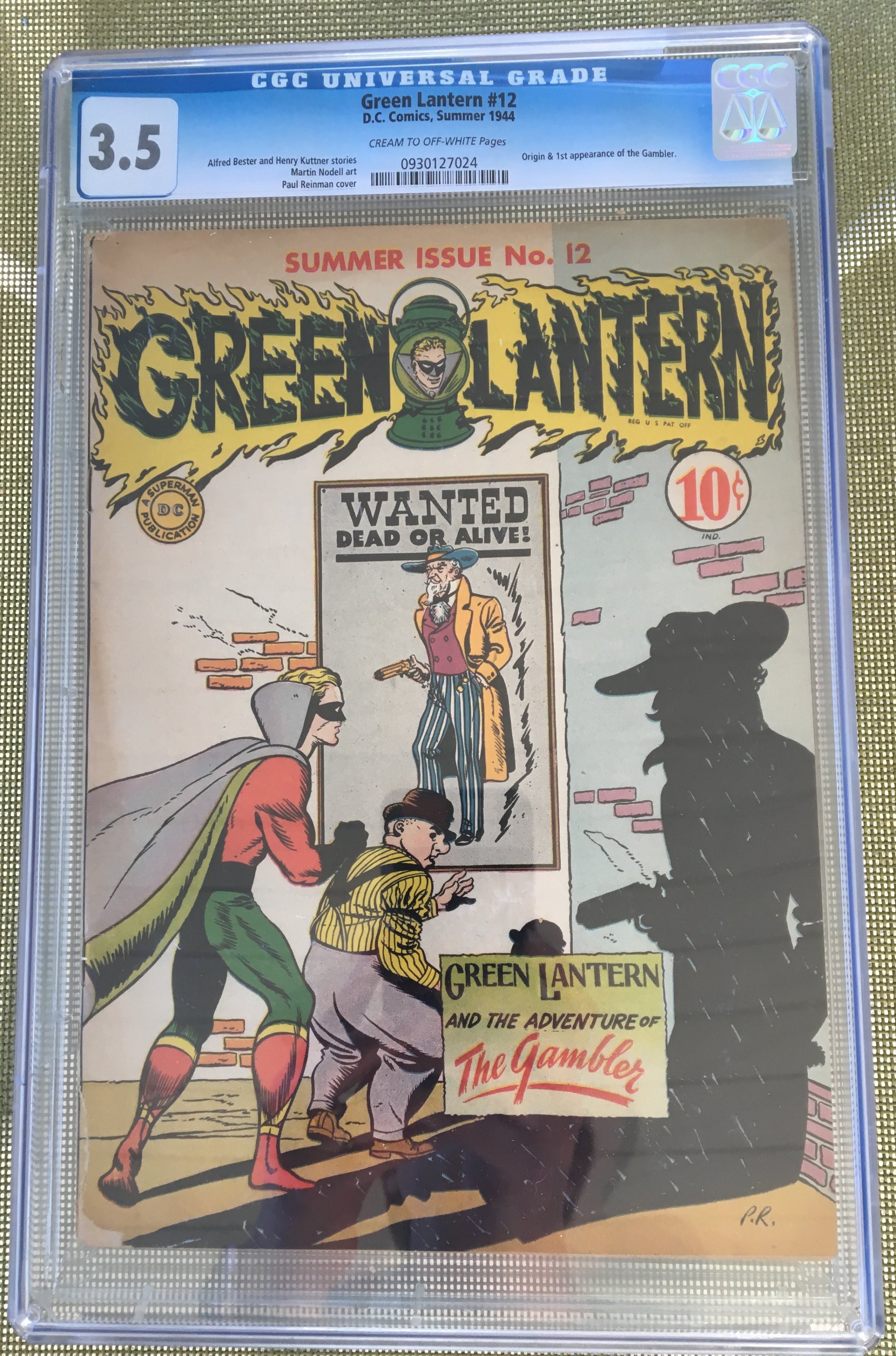 Green Lantern #12 CGC 3.5 -- 1st & Origin of Gambler! Alfred Bester ...