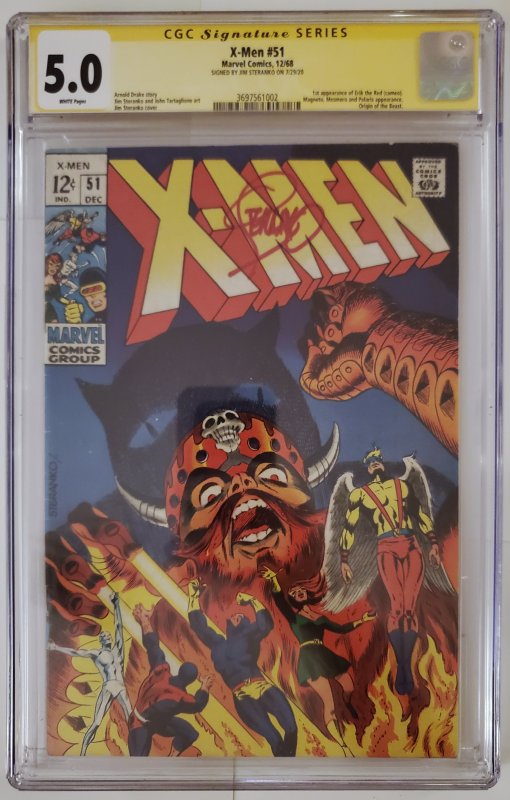 The X-Men #51 (1968) CGC 5.0 SS Steranko!! 1st Erik the Red, Beast ...