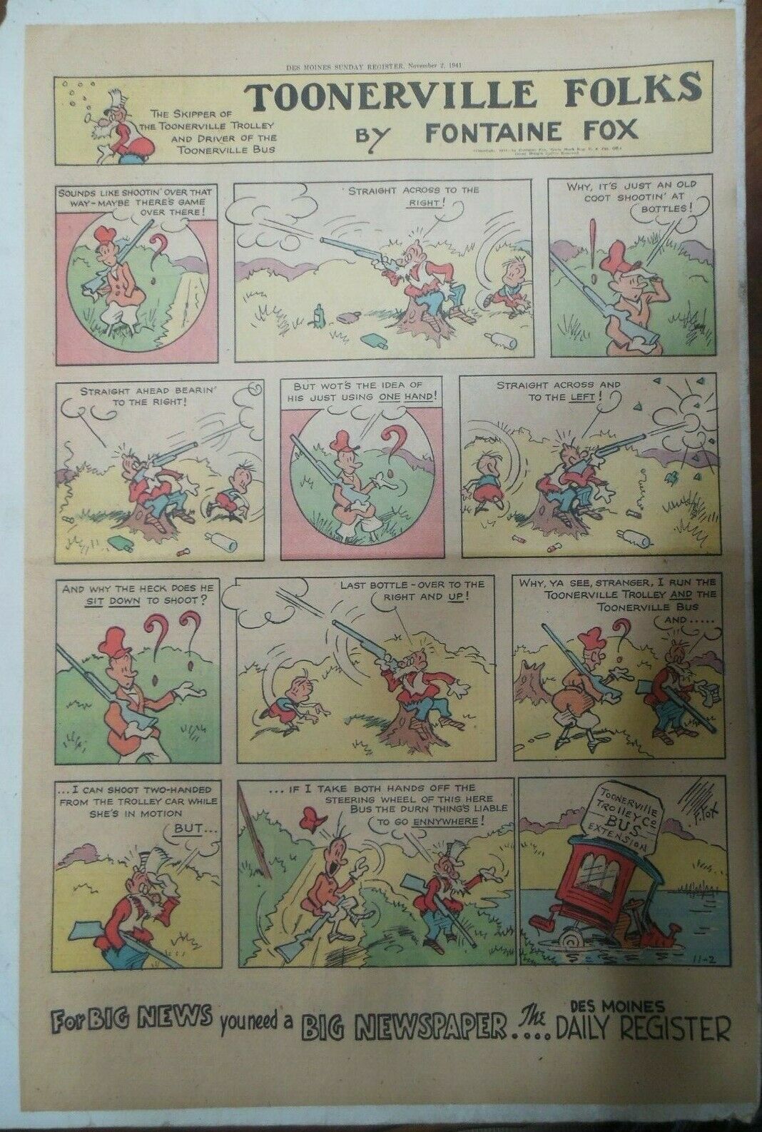 Toonerville Folks by Fontaine Fox from 11/2/1941 Full Size Color Page ...
