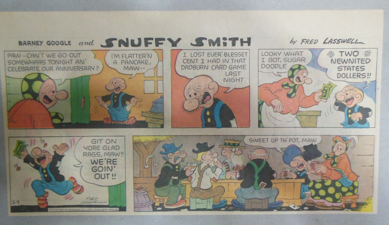 (34) Snuffy Smith Sunday Pages by Fred Lasswell from 1975 Size: 7.5 x ...
