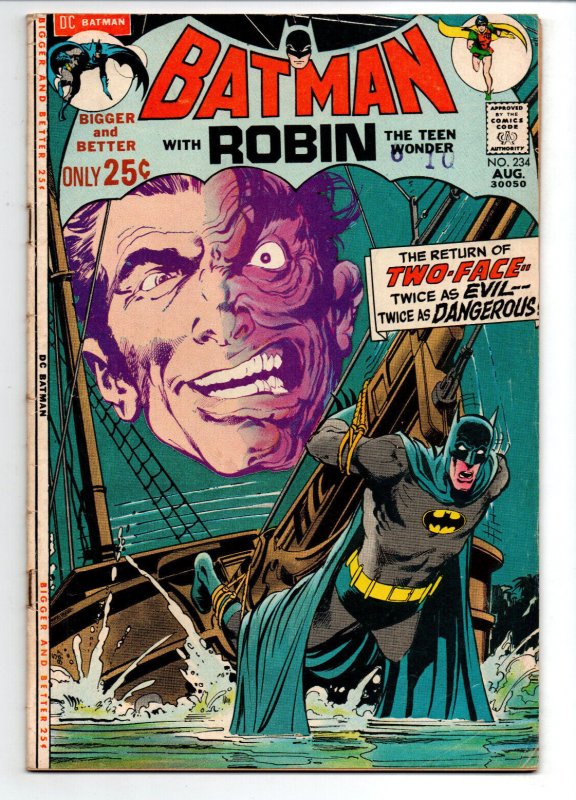 Batman #234 - 1st Silver Age Two-Face - KEY - Neal Adams - 1971 - VG/FN ...