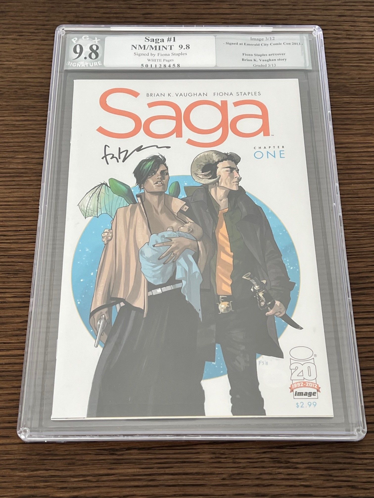 Saga #1 (2012). 9.8 PGX. 1st Print. SIGNED BY FIONA STAPLES. 1st app ...
