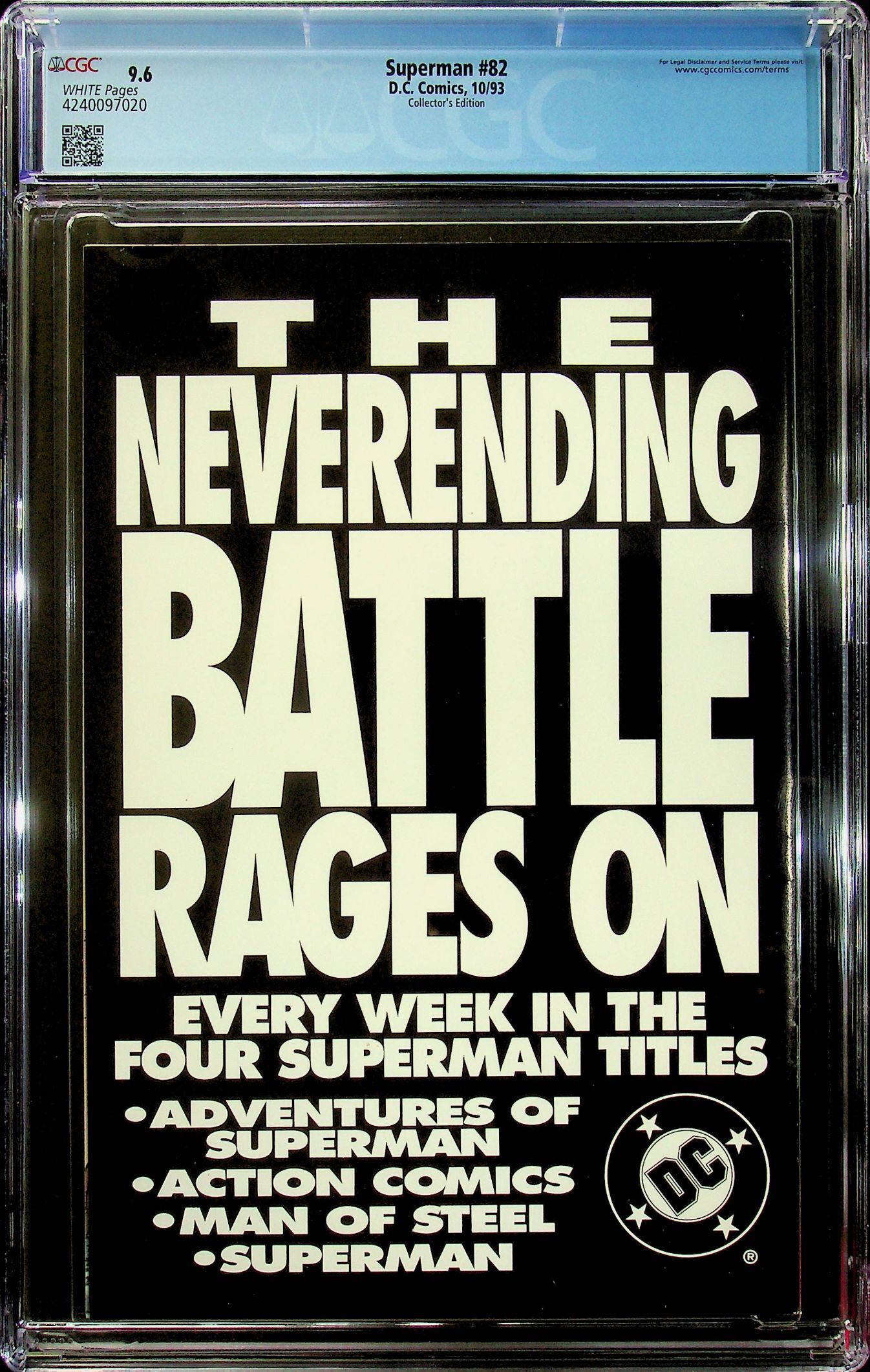 Superman #82 (1993) Collector's Ed. - CGC 9.6 - Cert#4240097020 | Comic ...