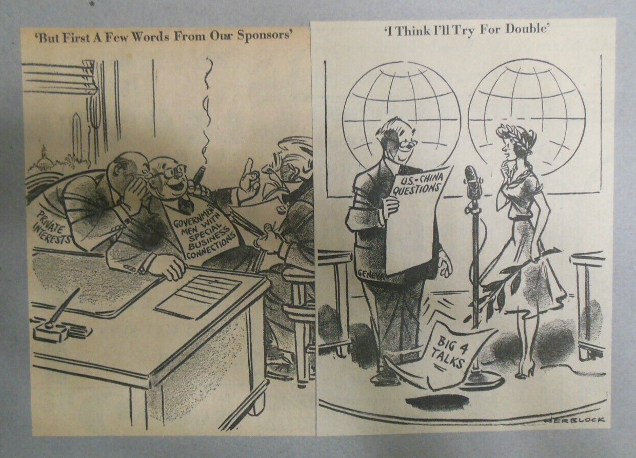 (26) "Editorial Cartoons" by Herblock from 7/1955 5.5 x 7 inches ...