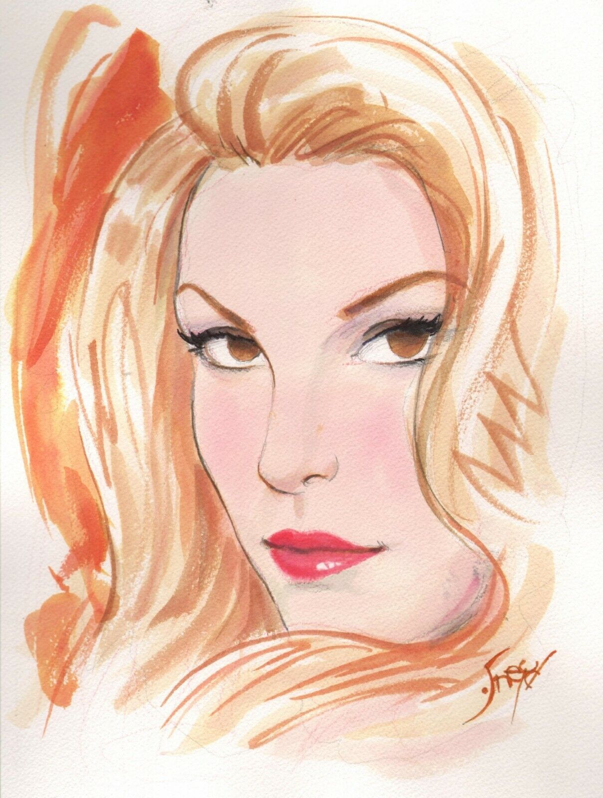 Playboy Artist Doug Sneyd Signed Original Art Sketch ~ Brown Eyed Blond ...