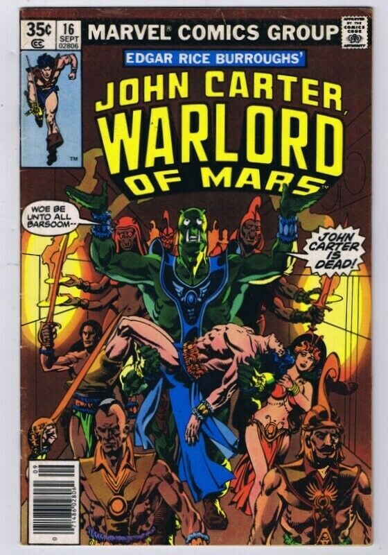 John Carter Warlord of Mars #16 ORIGINAL Vintage 1978 Marvel Comics GGA ...