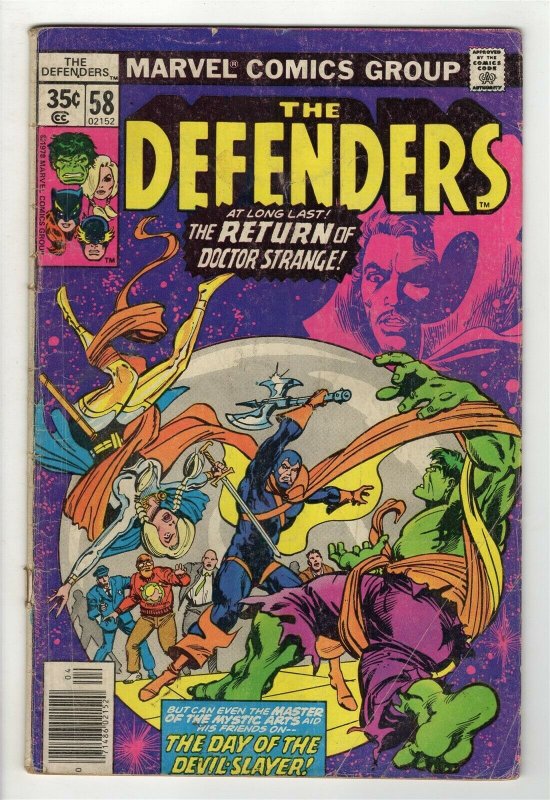 Defenders #58 ORIGINAL Vintage 1978 Marvel Comics Return of Dr Strange ...