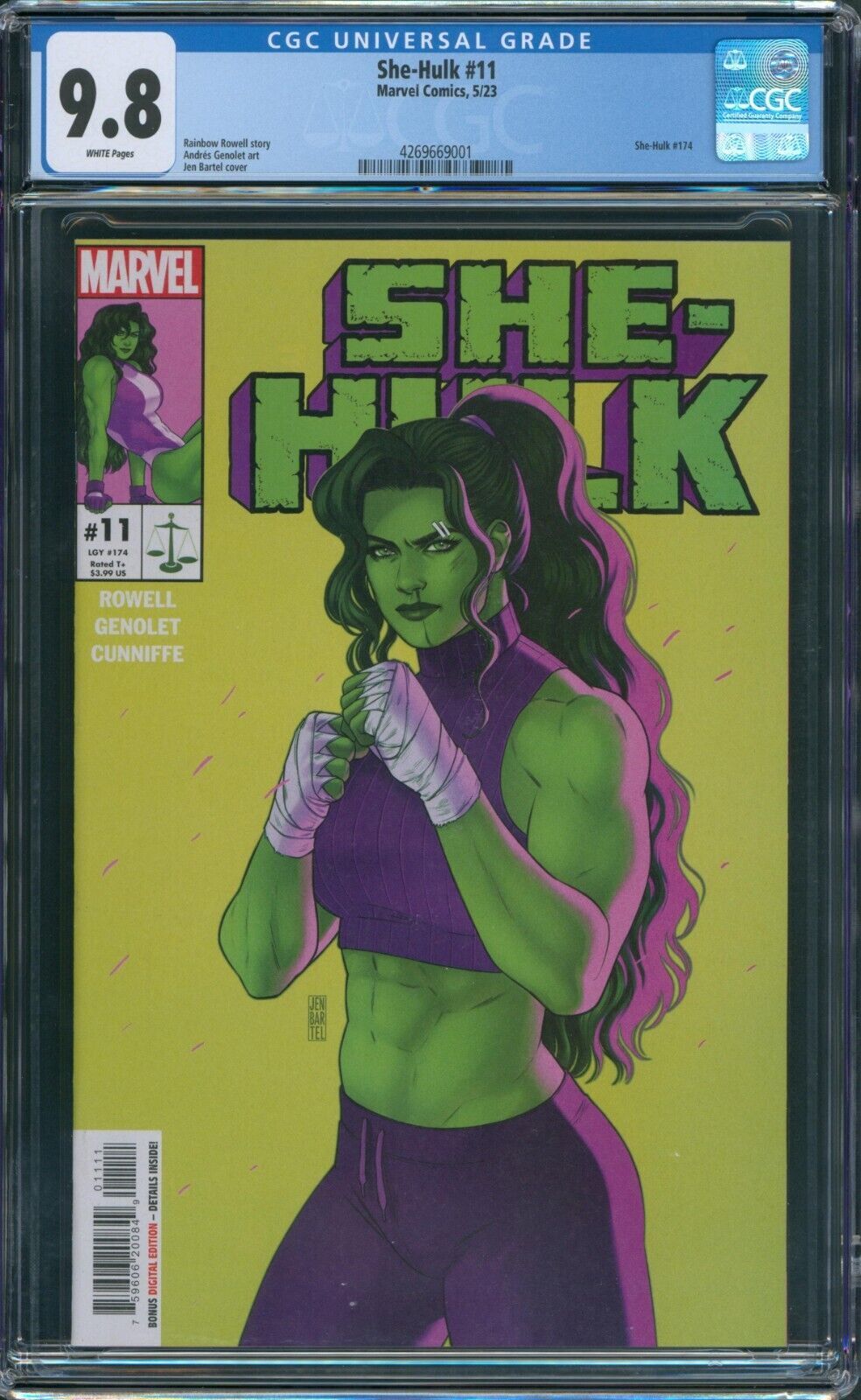 She-Hulk #11 CGC 9.8 1st Appearance of Scoundrel Jen Bartel Cover A ...