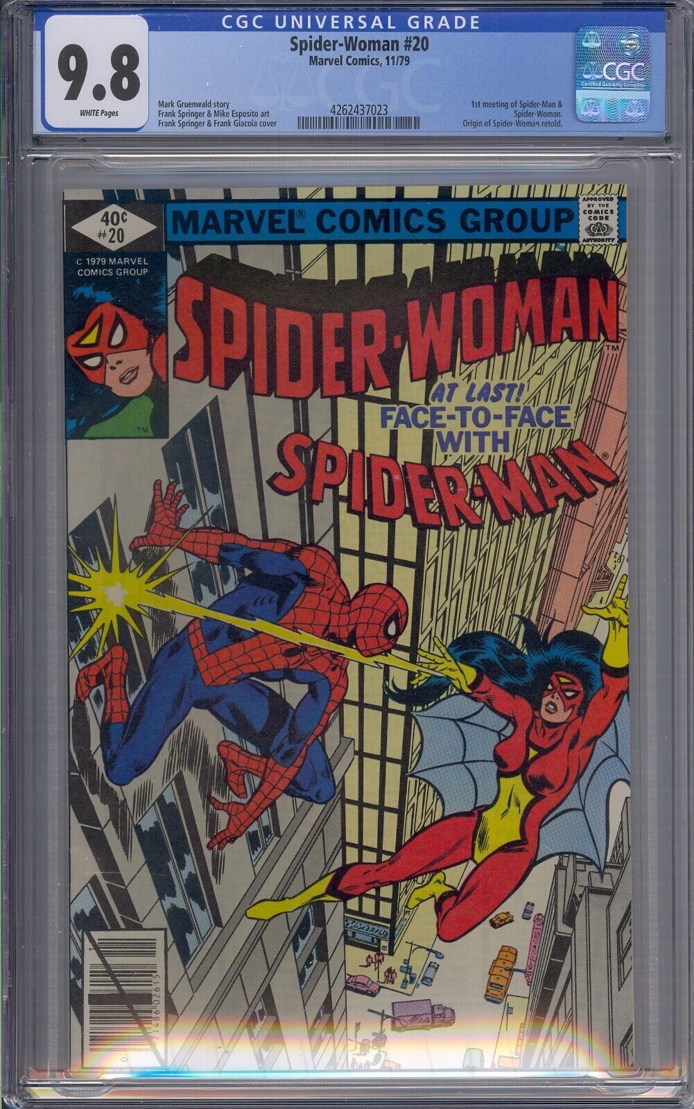 Spider-Woman #20 CGC 9.8 1st Meeting Spider-Man Spider-Woman White ...