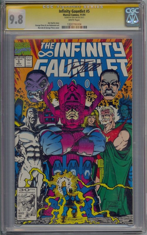 Infinity Gauntlet #5 CGC 9.8 SS Signed RON LIM Avengers Thanos White ...