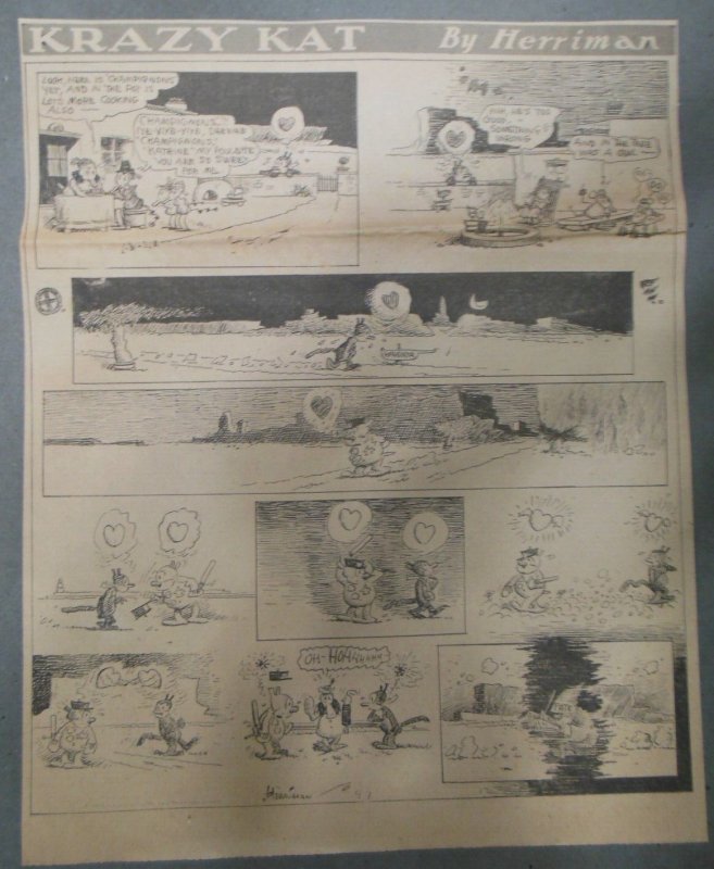 Krazy Kat Sunday Page by George Herriman 9/7/1930 Size: 12 x 15 inch Rare! B/W | Comic Books ...