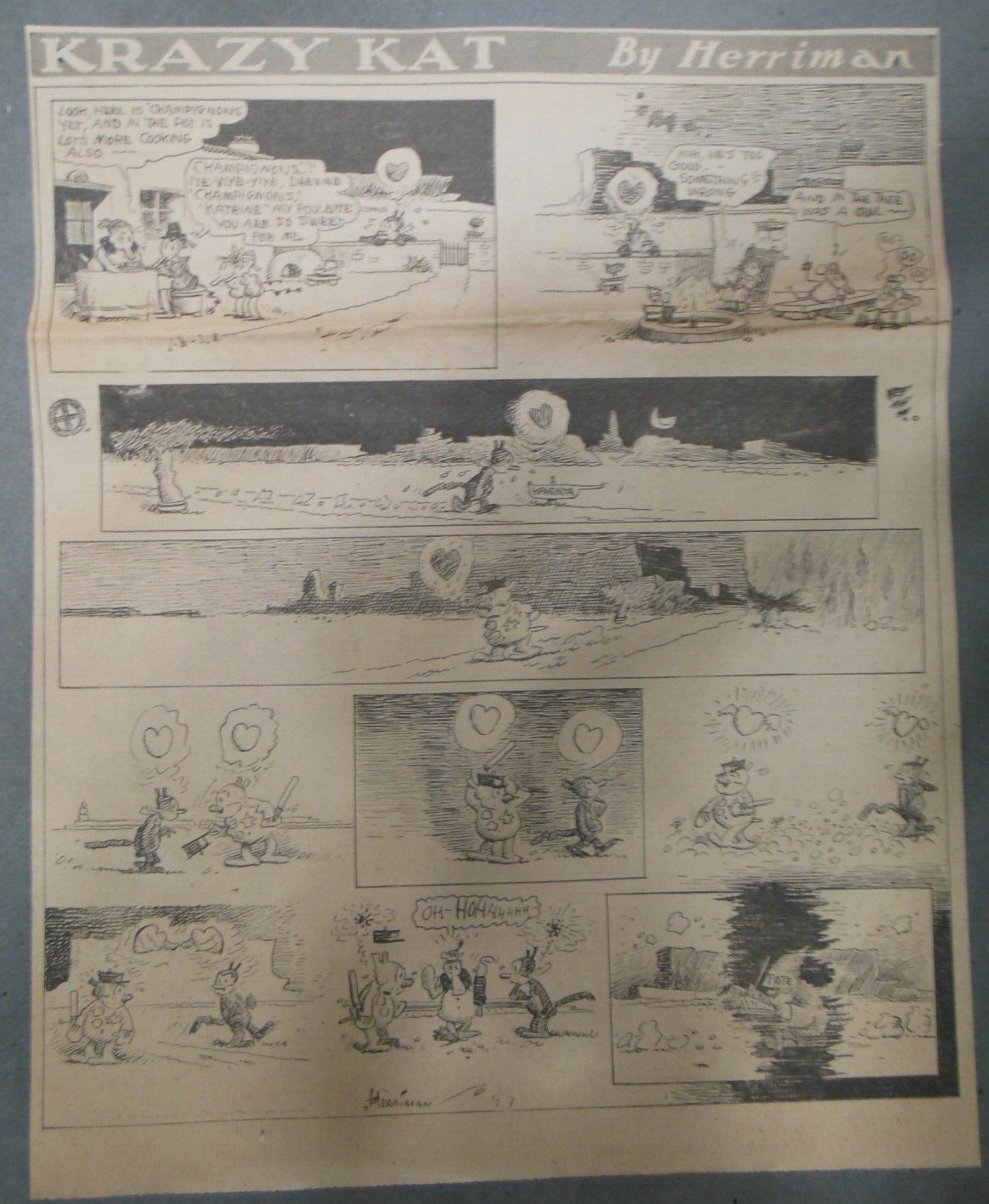 Krazy Kat Sunday Page by George Herriman 9/7/1930 Size: 12 x 15 inch Rare! B/W | Comic Books ...