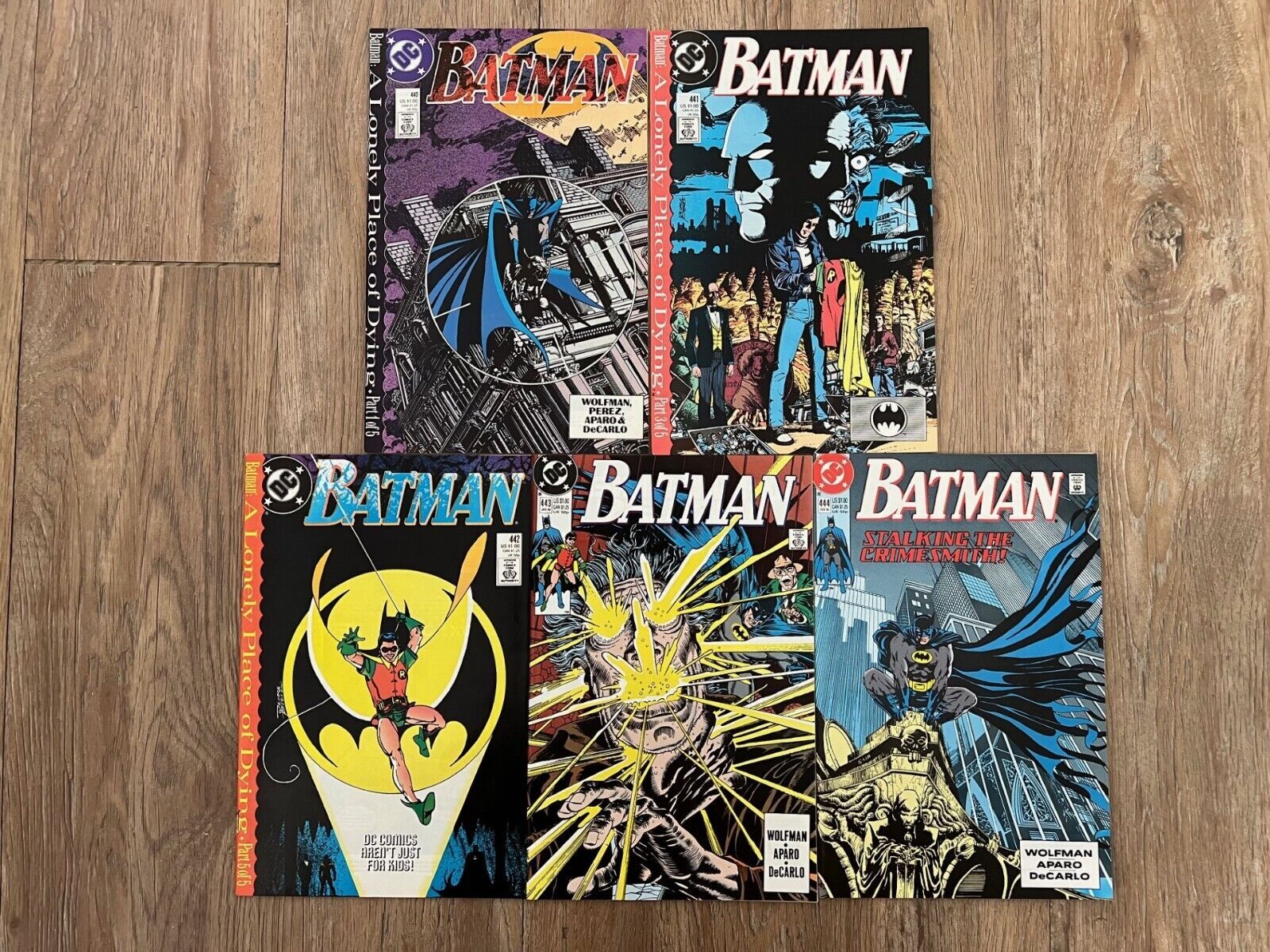 Batman #440 441 442 443 444 lot of 5 DC 1989 1990 Average VF/NM 9.0 ...