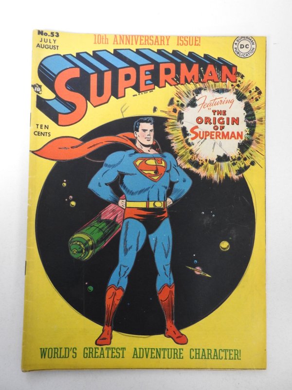 Superman #53 (1948) Origin of Superman Retold! VG Condition see desc ...