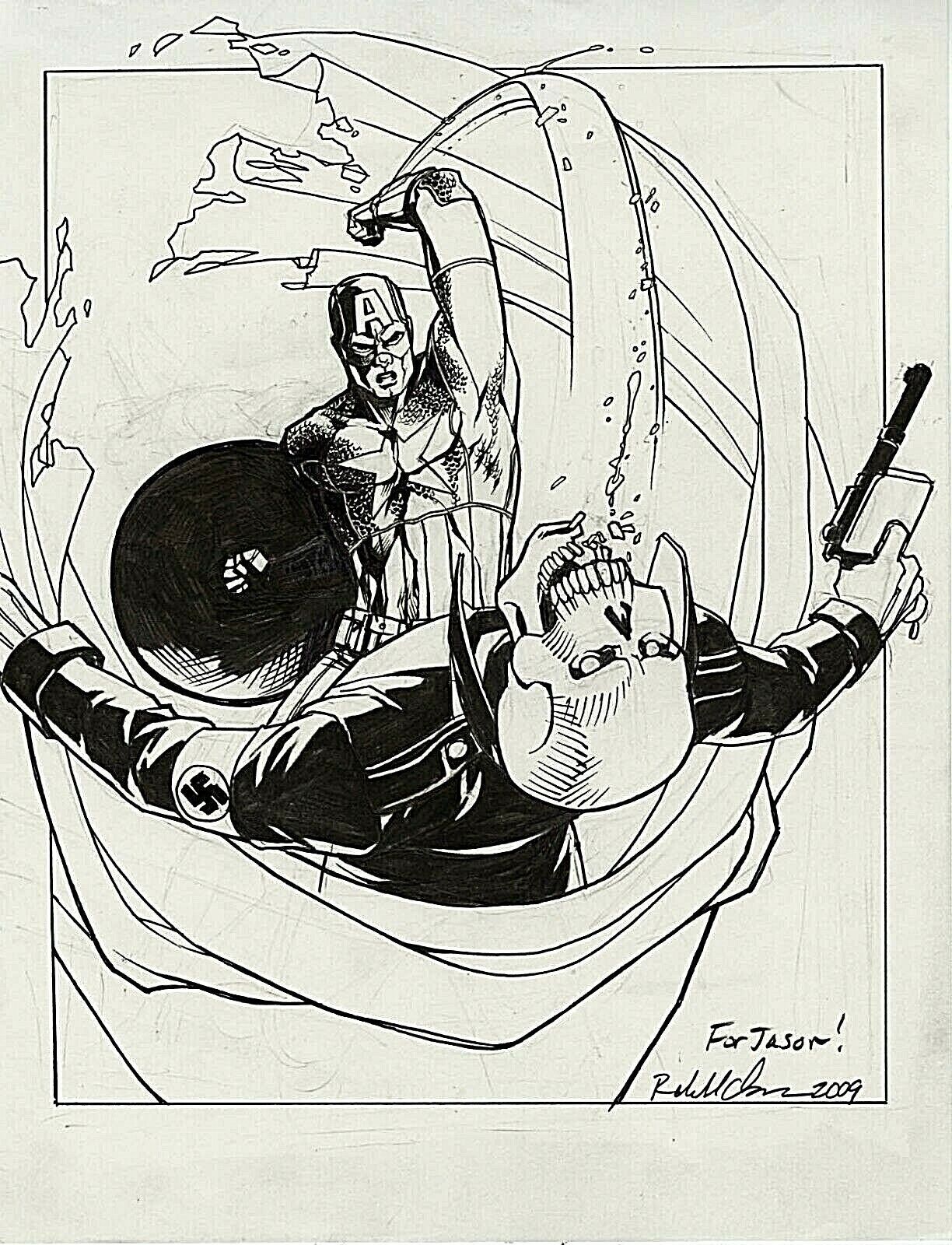 CAPTAIN AMERICA VS RED SKULL REBECCA ISAACS Original Art Illustration 8 ...