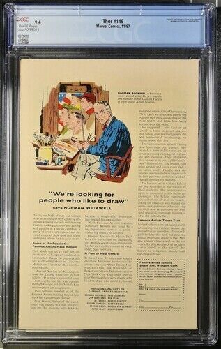 Thor #146 1967 Marvel Comics CGC 9.4 Origin Inhumans Jack Kirby White ...