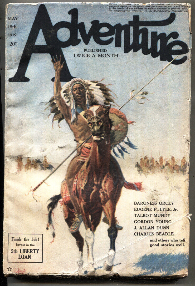 PULP: ADVENTURE May 18 1919-Indian Chief cover-Talbot Mundy-Rare Early ...