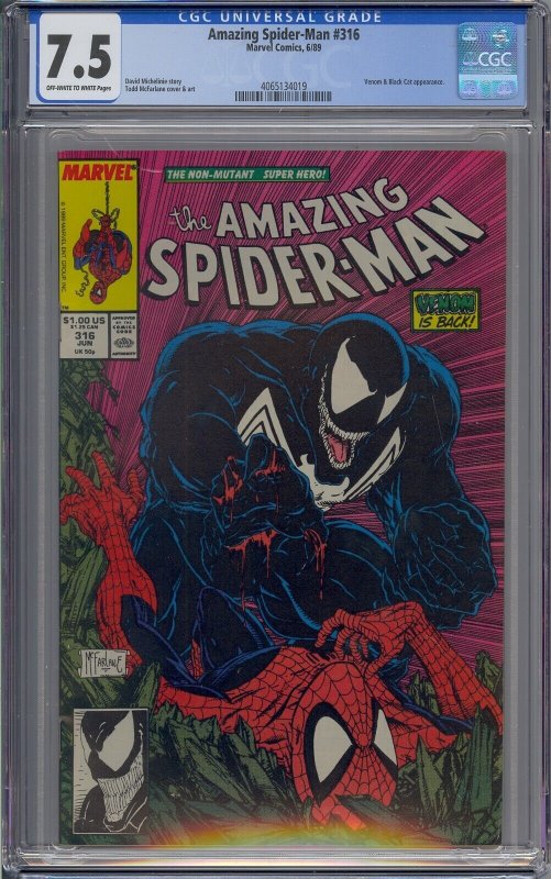 Amazing Spider-Man #316 CGC 7.5 Todd Mcfarlane Venom Black CAT | Comic ...