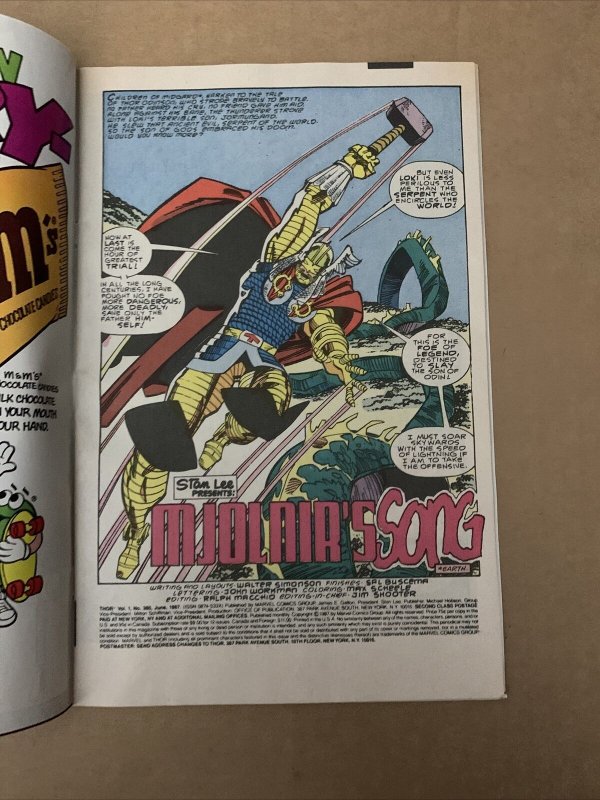 The Mighty Thor #380 - 1987 Death of Midgard Serpent Marvel ...