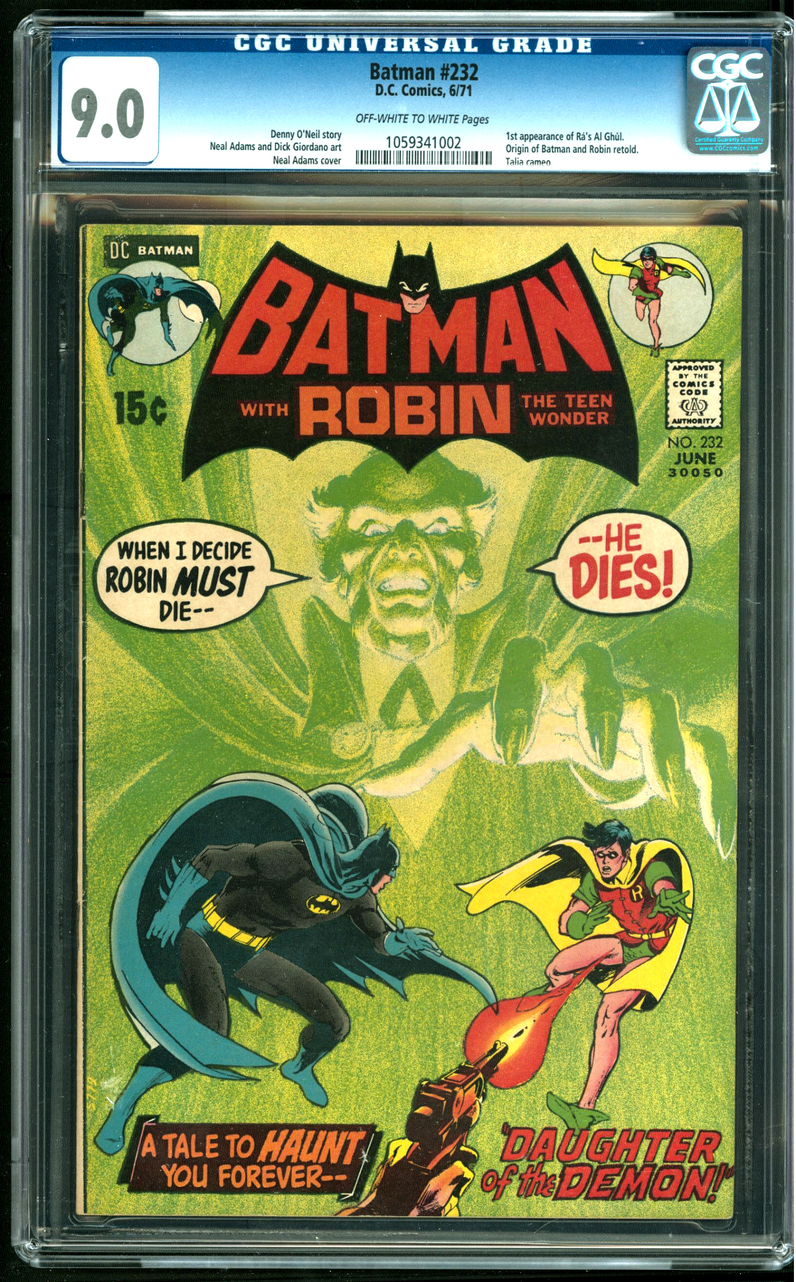 Batman #232 (1971) CGC 9.0! 1st Appearance of Ra's Al Ghul! | Comic ...