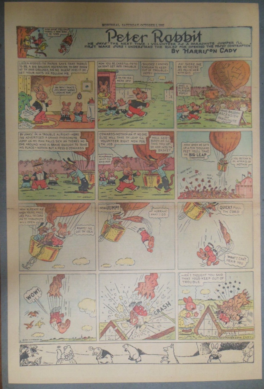 Peter Rabbit Sunday Page by Harrison Cady from 10/1/1932 Large Full ...