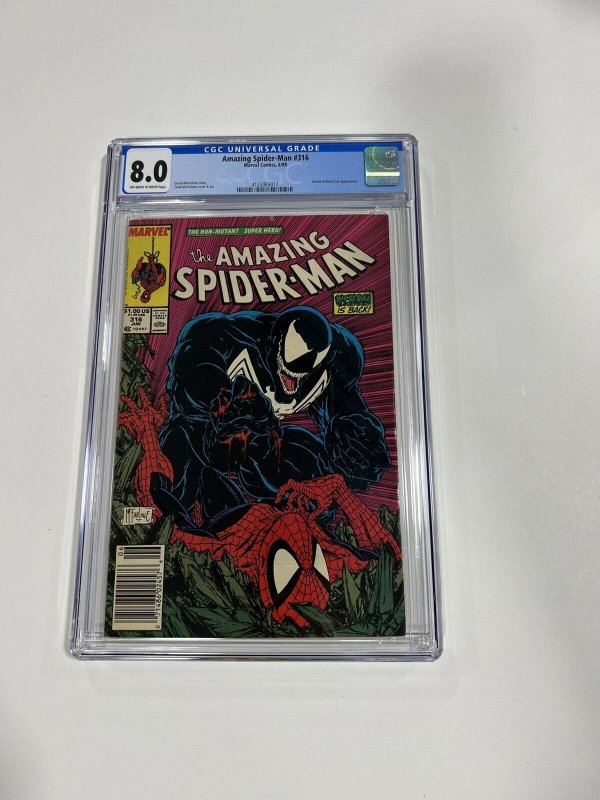 Amazing Spider-Man 316 CGC 8.0 Todd Mcfarlane Venom OW/W Pages Marvel ...