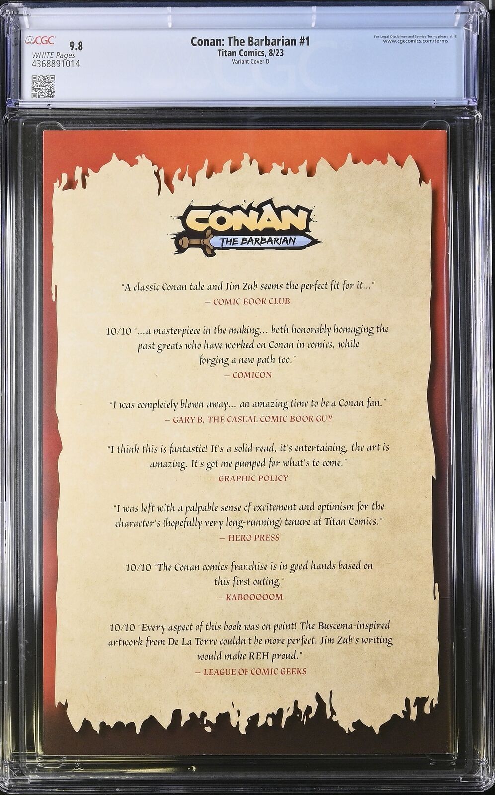 Conan: The Barbarian 1 CGC 9.8 Homage Variant Cover D | Comic Books ...