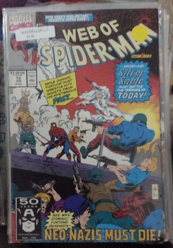 Web of spider-man # 72 1991 marvel DISNEY silver sable neo-nazis nust ...