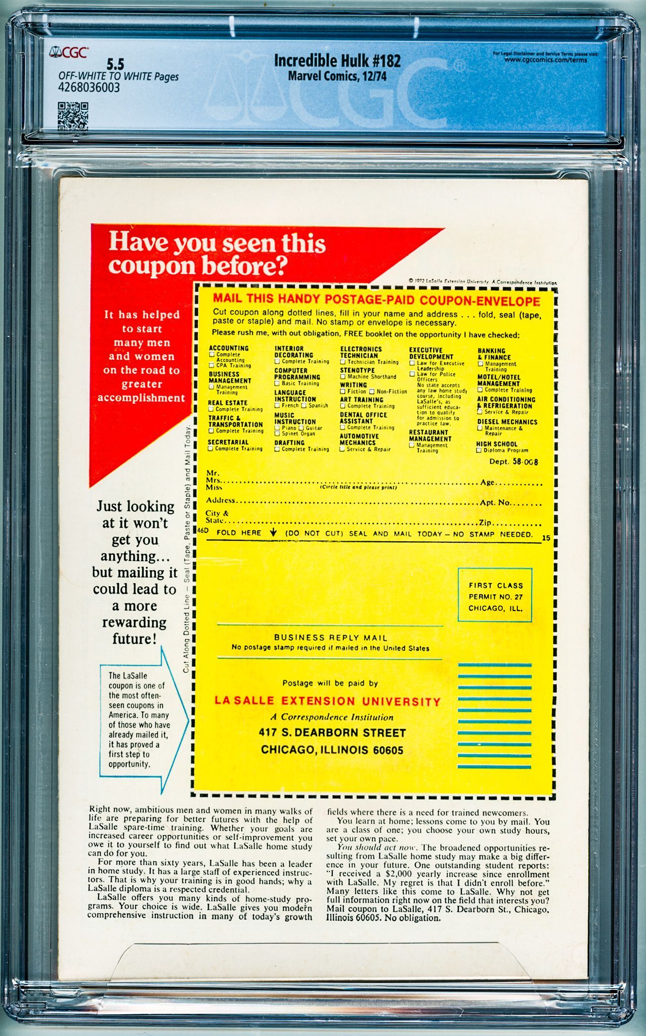 The Incredible Hulk #182 (1974) CGC 5.5! 1st Appearance of Hammer and ...