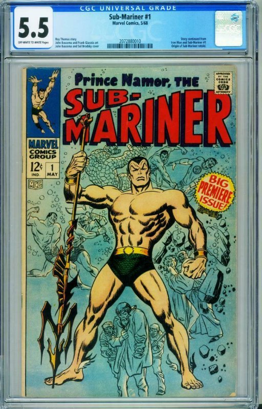 SUB-MARINER #1 CGC 5.5-1967-Marvel first issue-2072880010 | Comic Books ...