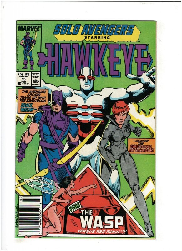 Solo Avengers #15 VF+ 8.5 Newsstand Marvel Hawkeye, Black Widow, Wasp ...