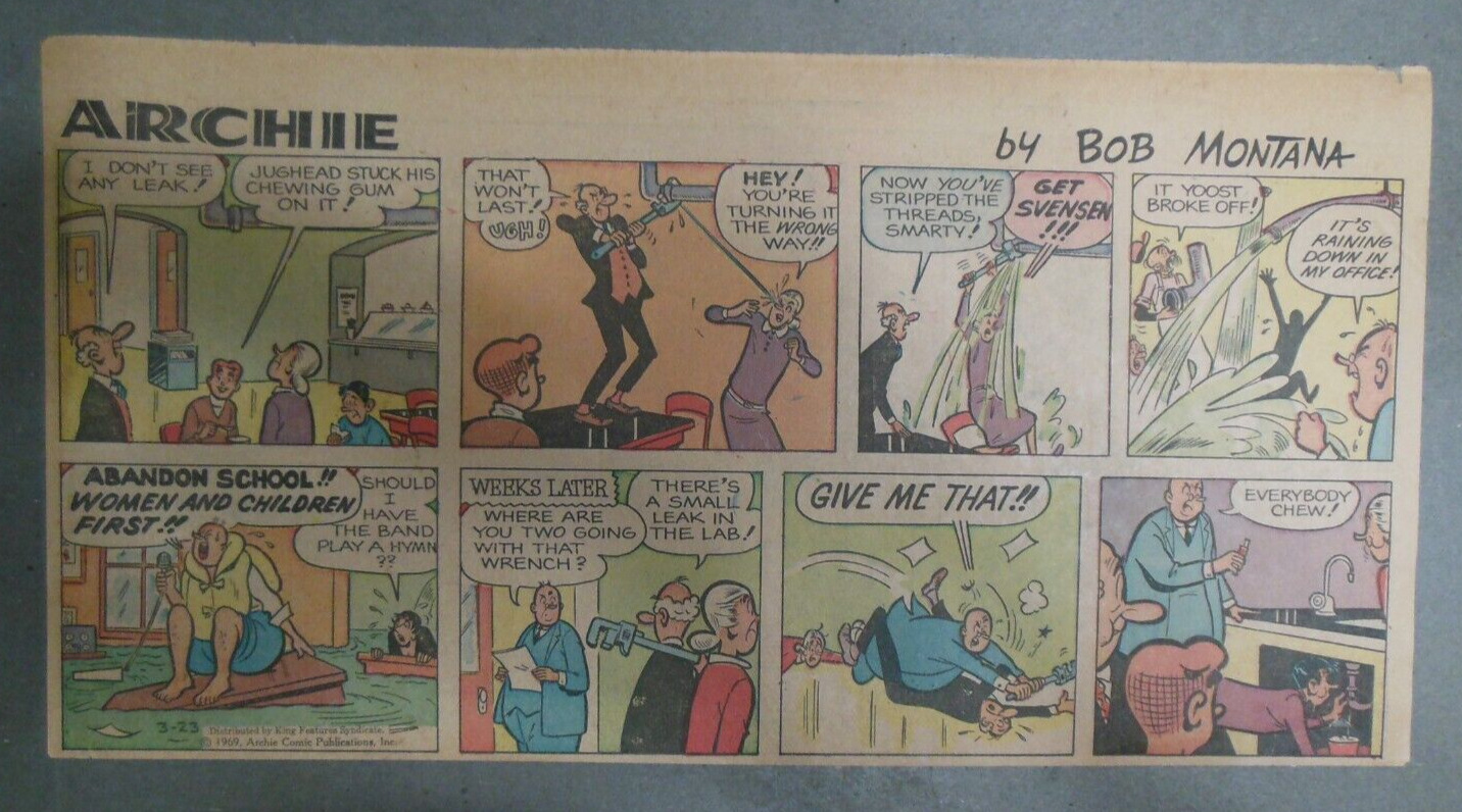 (33) Archie Sunday Pages by Bob Montana from 1969 Third Page Size 7.5 x ...