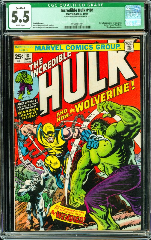 The Incredible Hulk #181 (1974) CGC Graded 5.5 (Qualified) 1st Full ...
