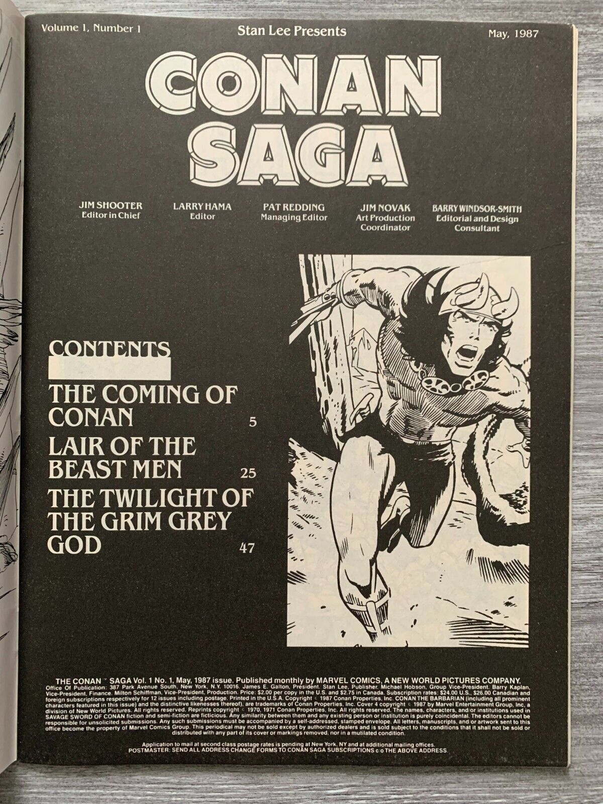 1987 CONAN SAGA Magazine #1 FN+ 6.5 Barry Windsor-Smith / The Grim Grey ...