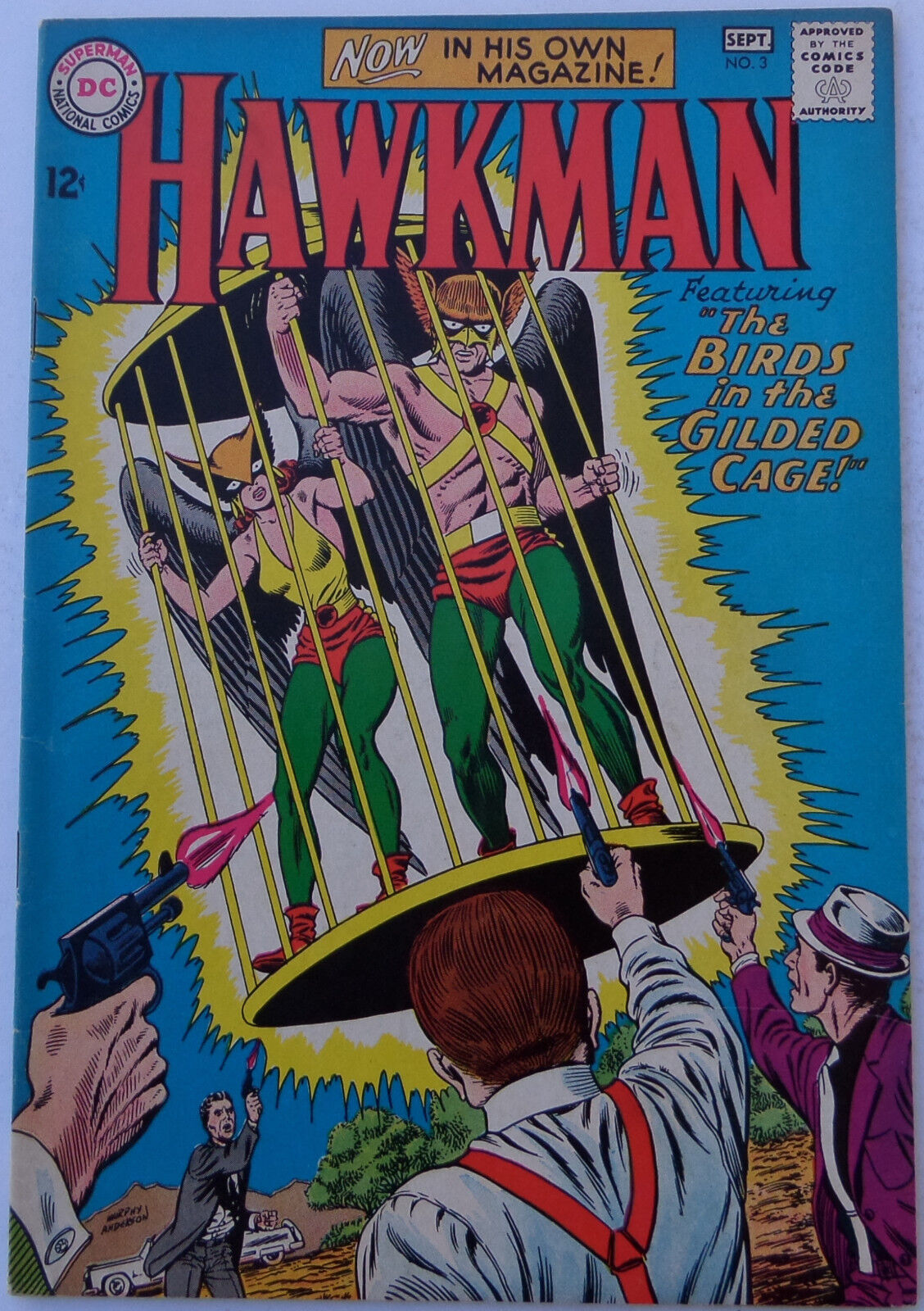 Hawkman #3 (Aug-Sep 1964, DC), FN-VFN, Hawkman & Hawkgirl caged on ...