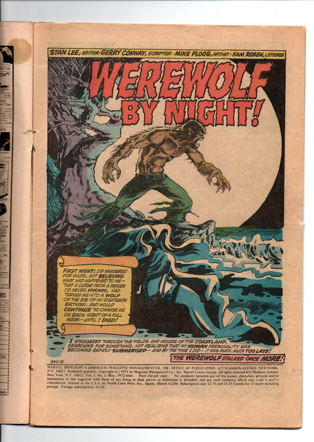 Marvel Spotlight #3 - 2nd appearance Werewolf by Night - KEY - 1972 ...