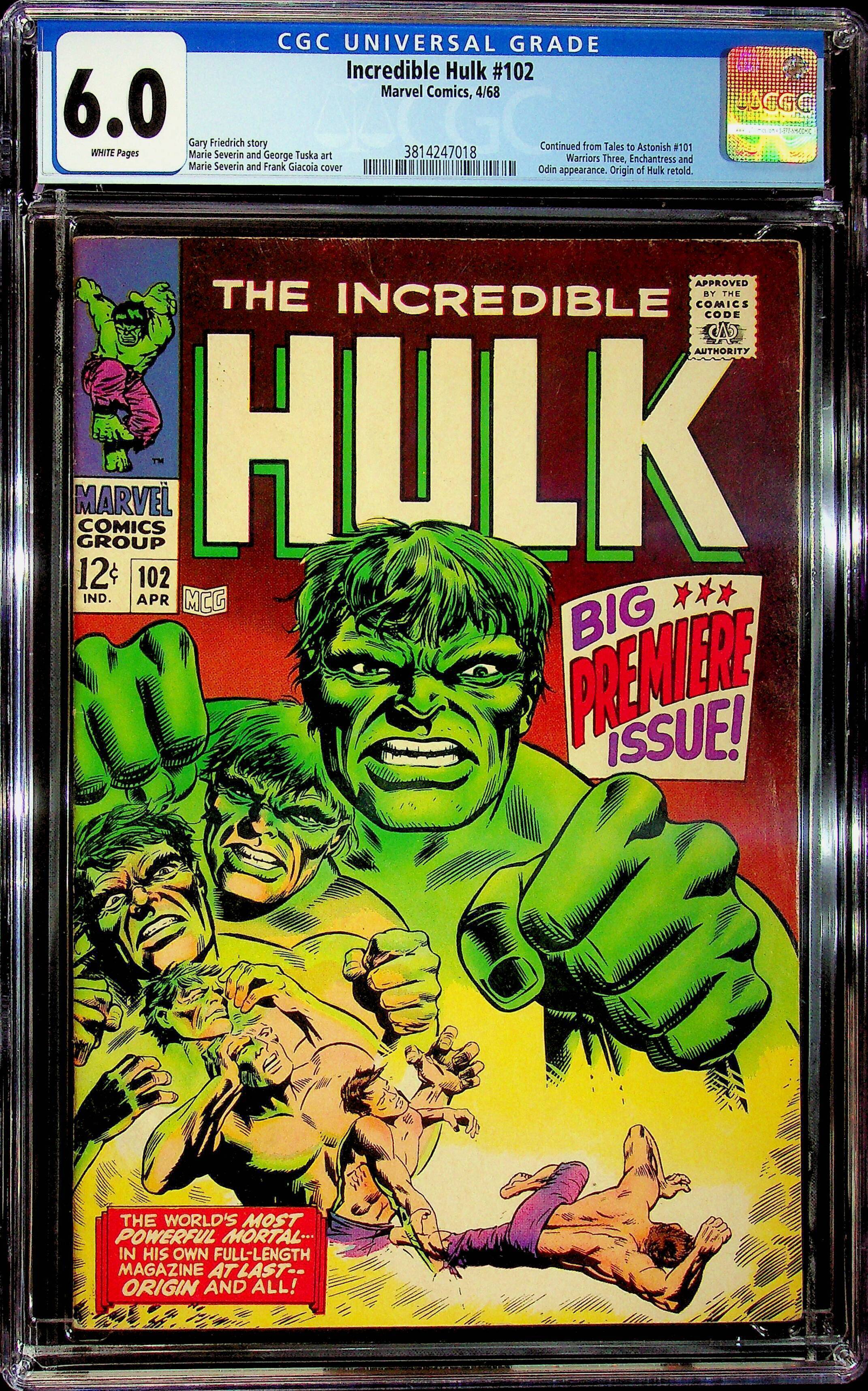 The Incredible Hulk #102 (1968) - CGC 6.0 - Cert #3814247018 | Comic ...