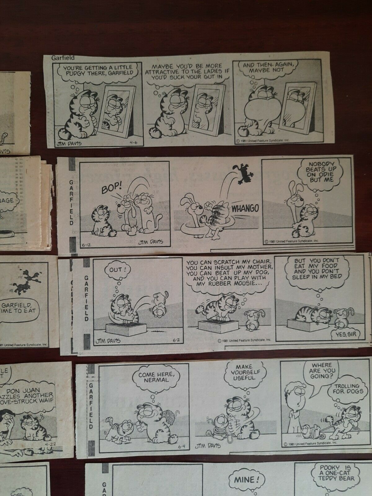 40X Garfield News Paper Comic Strip 1981 lot 7" x 2.5" Vintage good ...