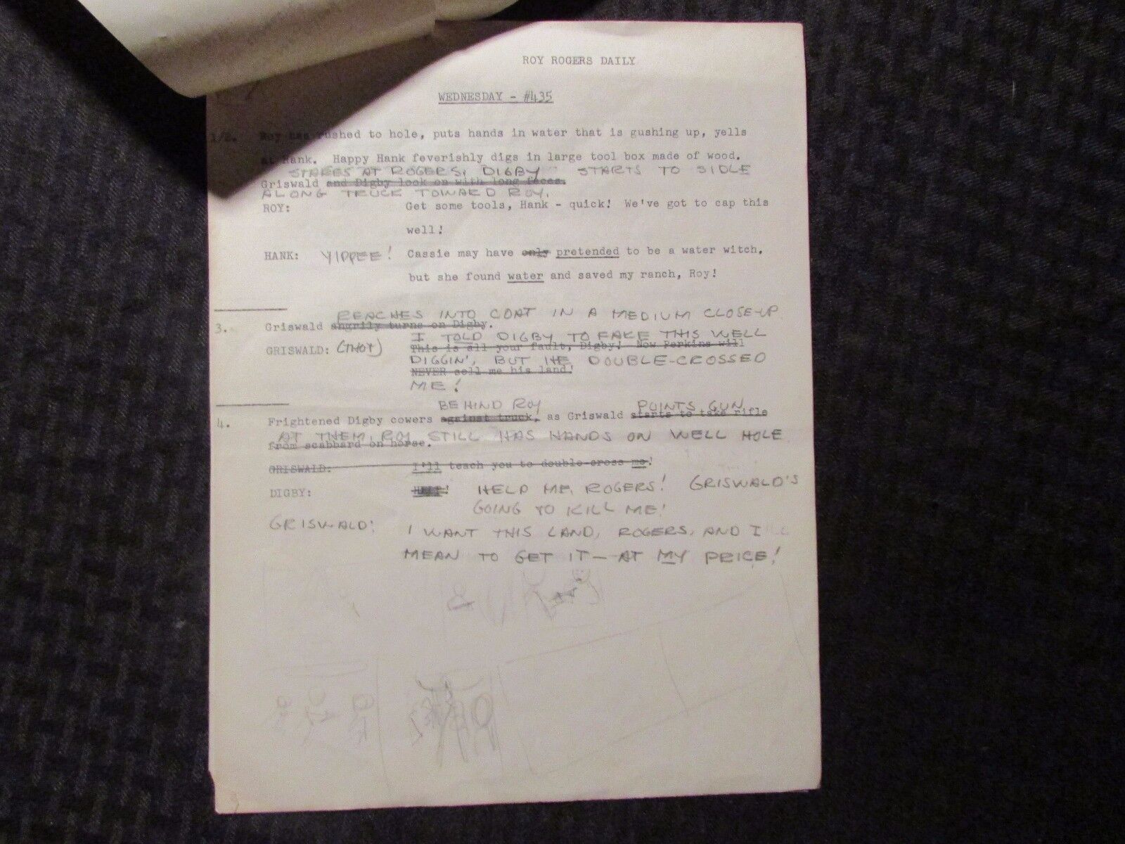 1958 ROY ROGERS Daily Newspaper Strip Script w/ Thumnail Sketches VG 4. ...