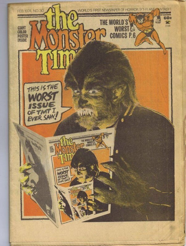 ORIGINAL Vintage 1974 The Monster Times Horror Newspaper Magazine #30 ...